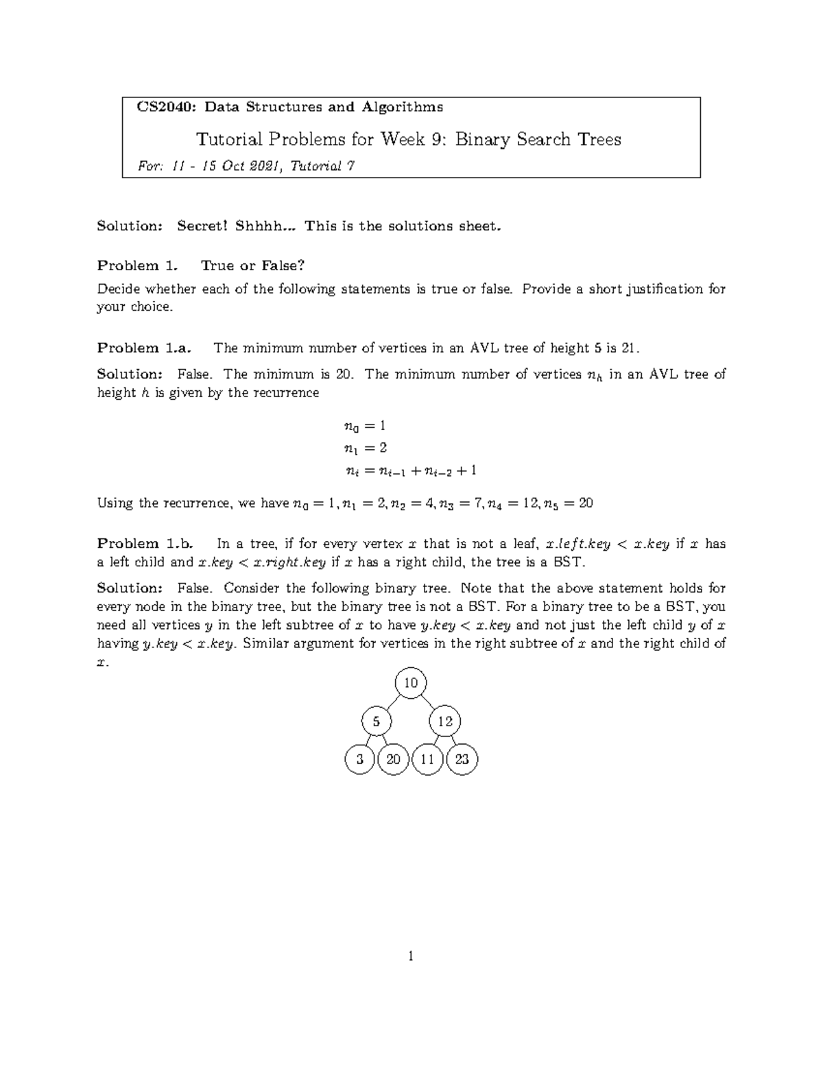 Solution 7 CS2040 Data Structure and Algorithm Slides - CS2040: Data ...