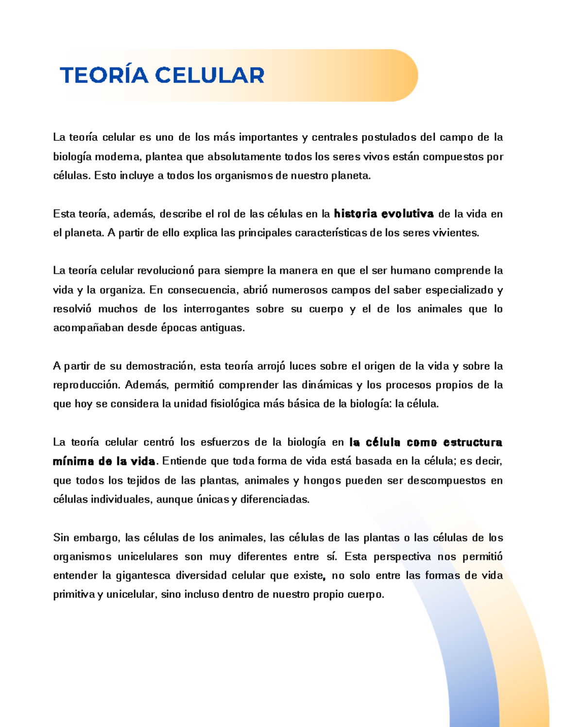 Teoría Celular - BIOLOGÍA: Fundamentos y Postulados Esenciales - Studocu