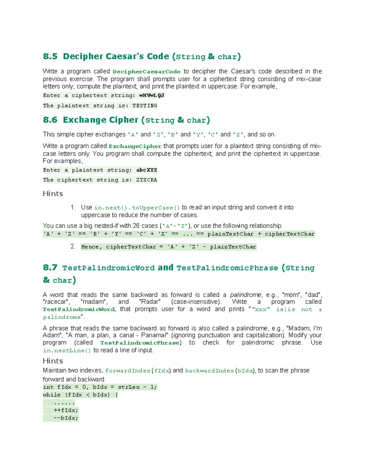 Java Programming Practice Exercises 6: Ciphers and Arrays - Studocu