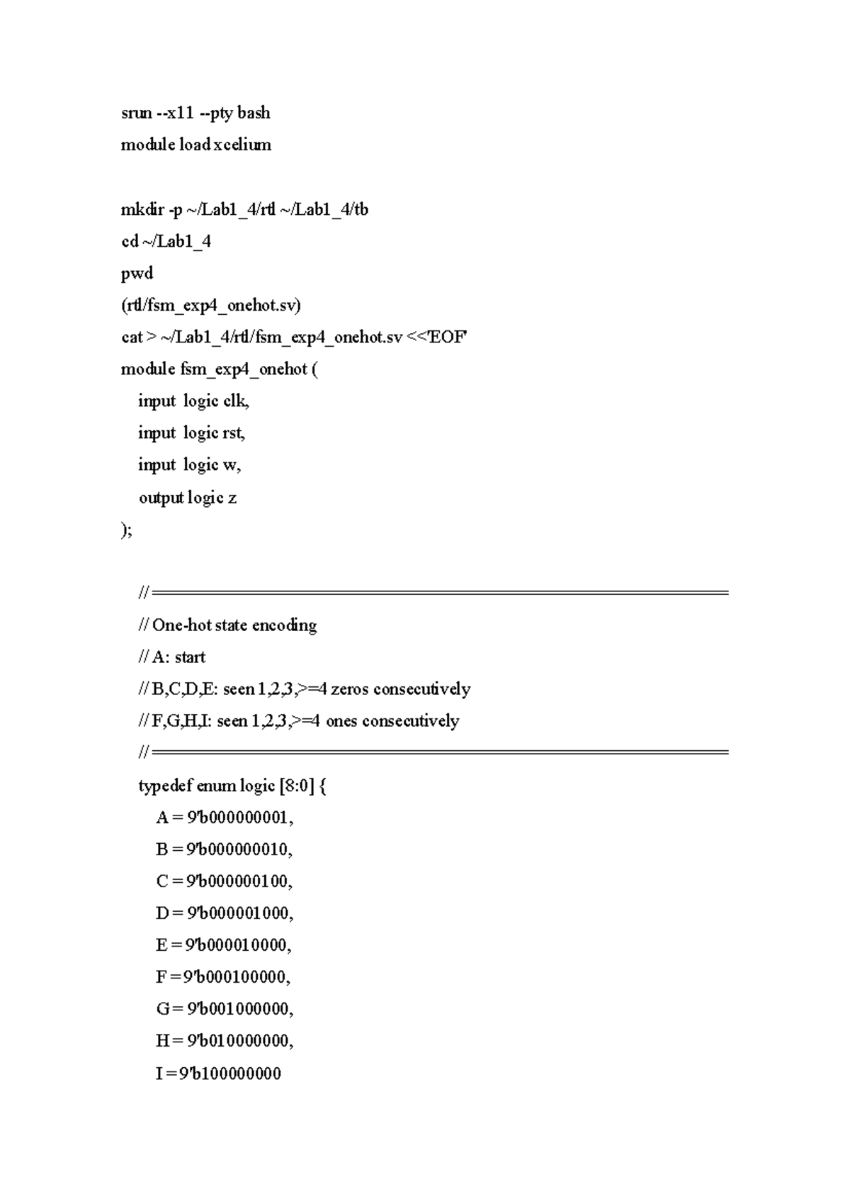 Lab1_4: FSM Implementation with One-Hot and Binary Encoding - Studocu