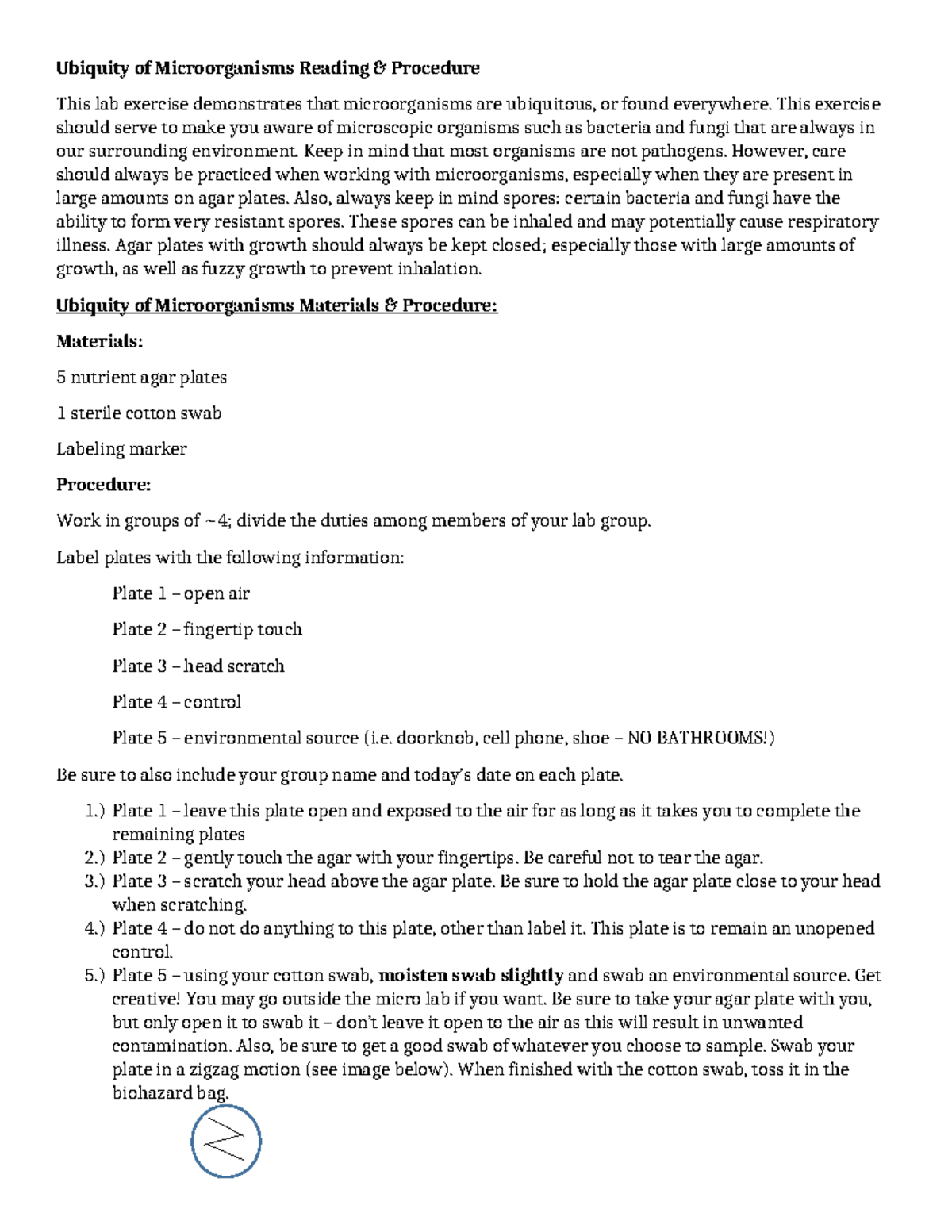 Ubiquity of Microorganisms Lab Exercise Procedure - Studocu
