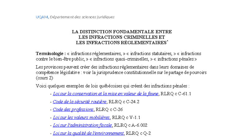 JUR2536 Droit pénal : Distinction entre Infractions Criminelles et ...
