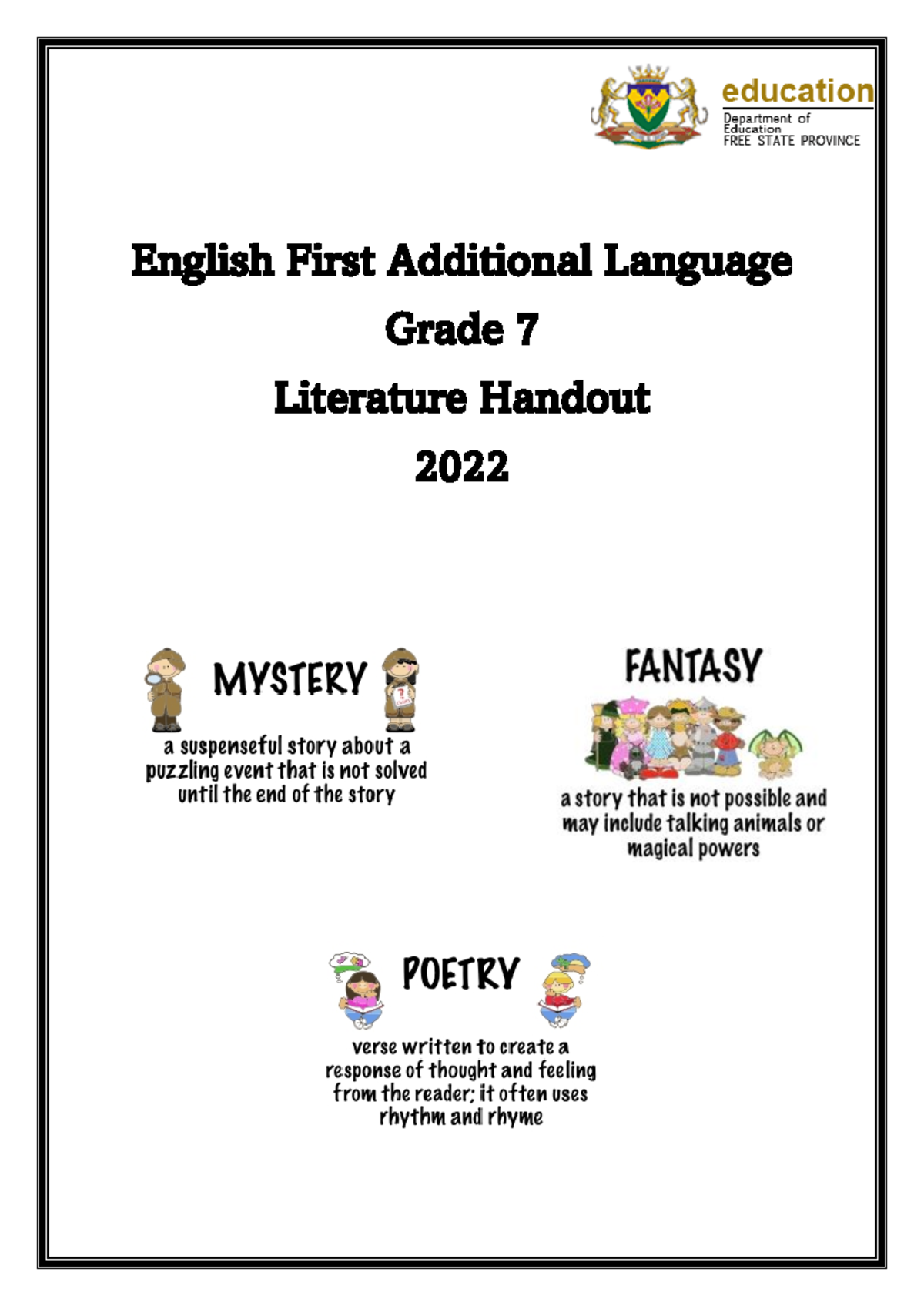 Grade 7 EFAL Literature Handout: Key Themes & Analysis Guide - Studocu