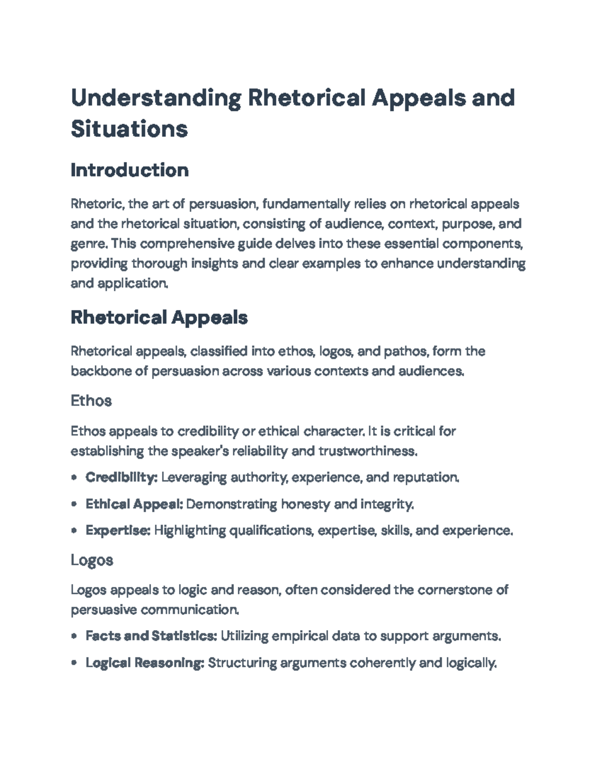 Comprehensive Guide to Rhetorical Appeals and Situations (ENG101) - Studocu