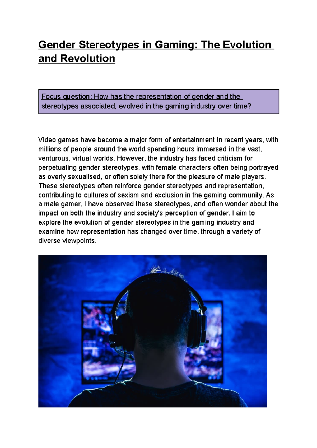 Gender Stereotypes in Gaming: Evolution & Impact Analysis - Studocu
