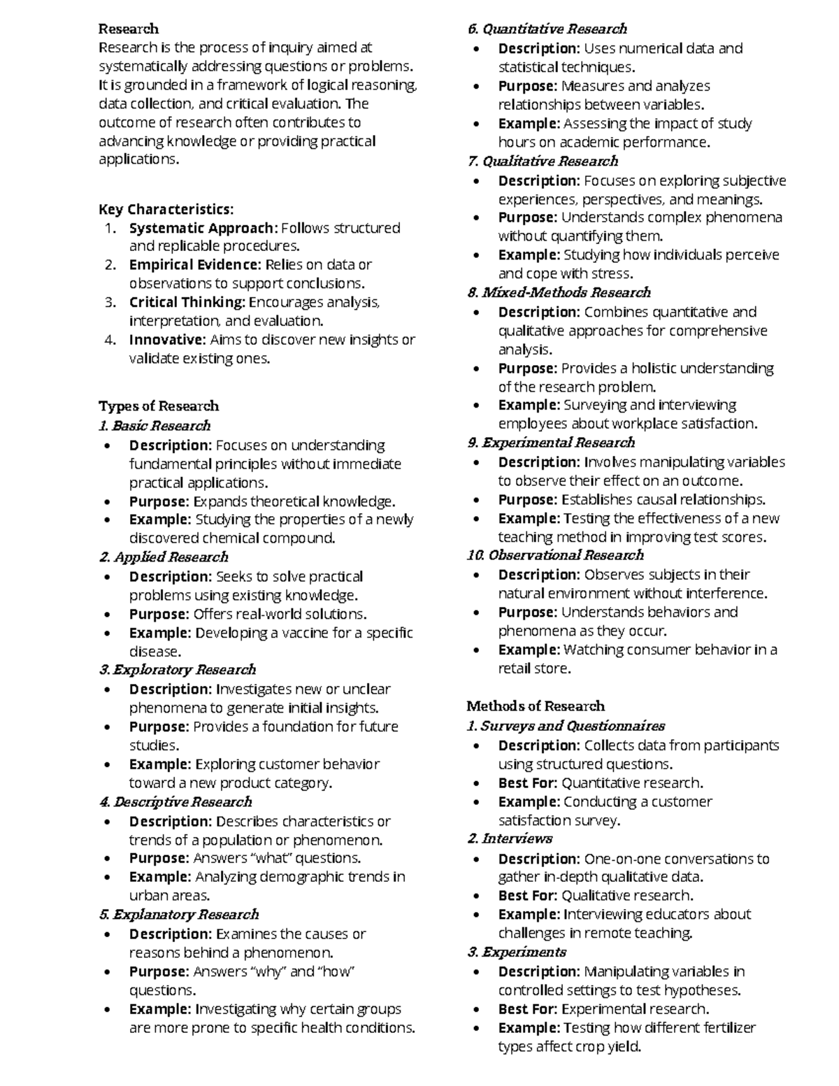 Research Methods Overview: Mor Lesson 1 - Studocu