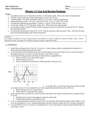 Physics - Grade: 11 - High School - Canada - Studocu