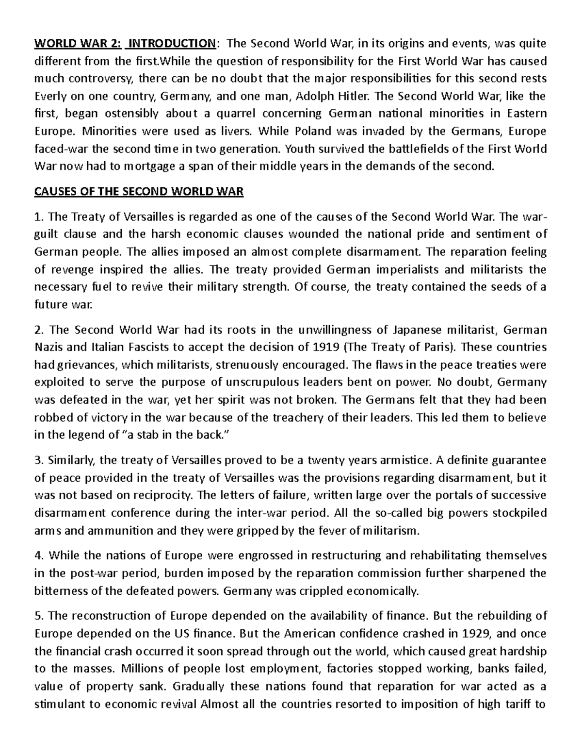 World War II: Causes, Course, and Consequences - 2. WW2 Overview - Studocu