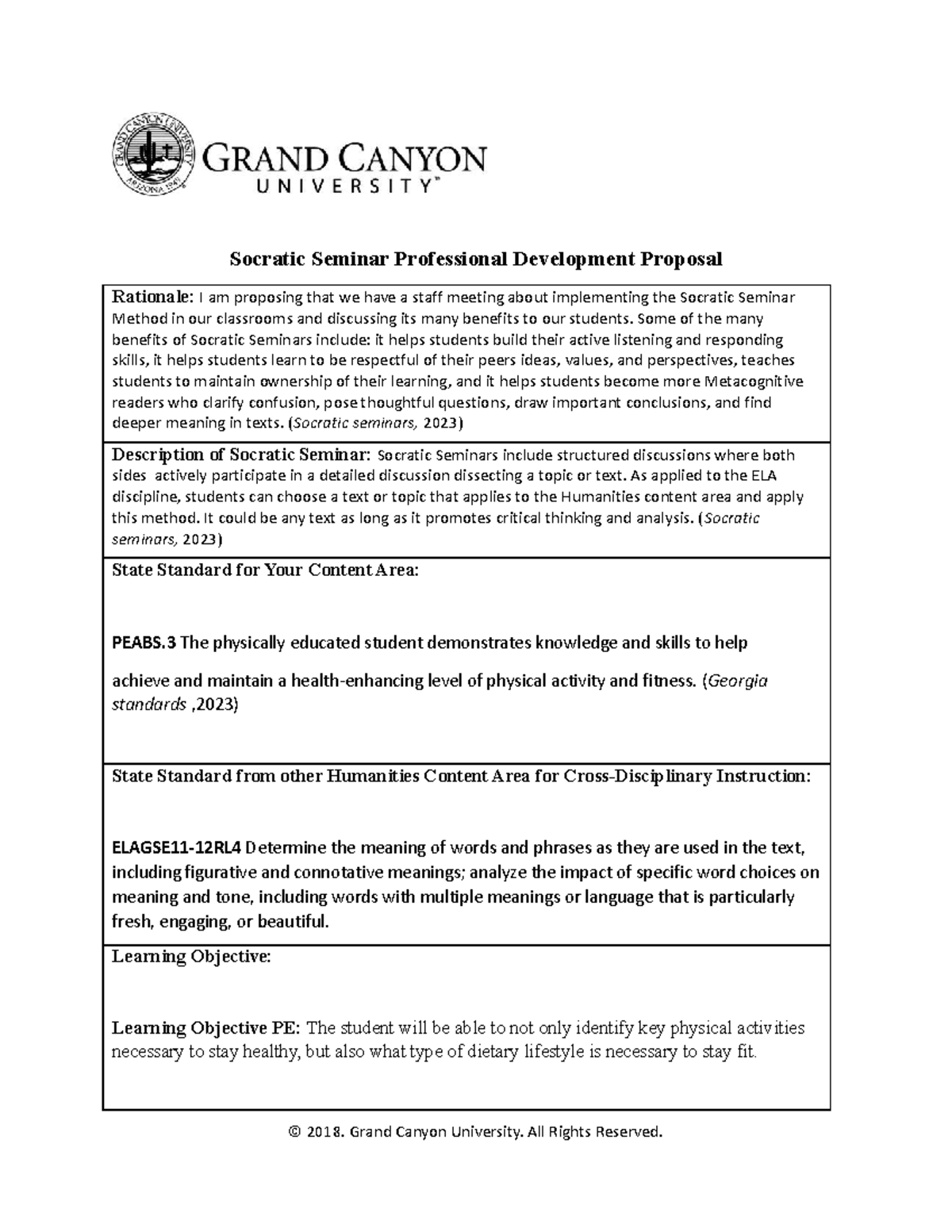 Socratic Seminar Proposal for ELA & PE Cross-Disciplinary Instruction ...