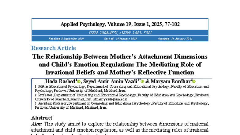 The Relationship Between Maternal Attachment and Child Emotion ...