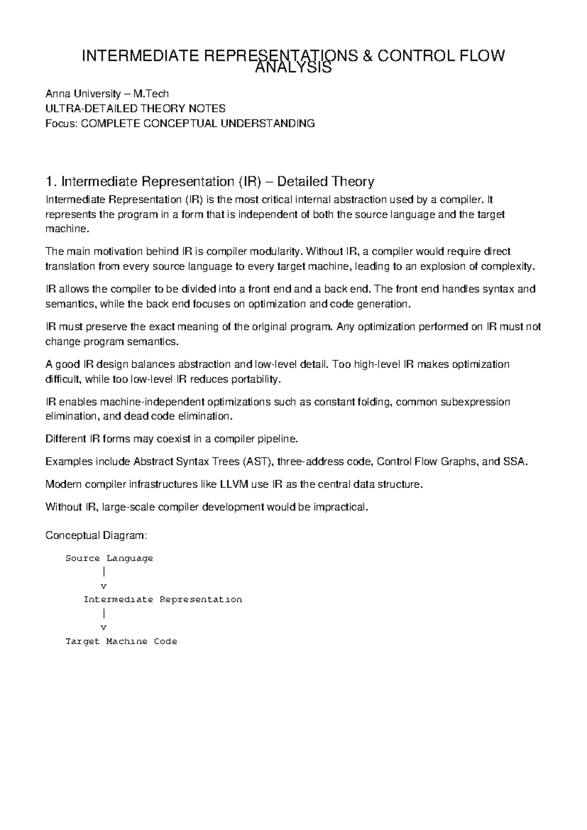 Anna University M.Tech Intermediate Representations Control Flow ...