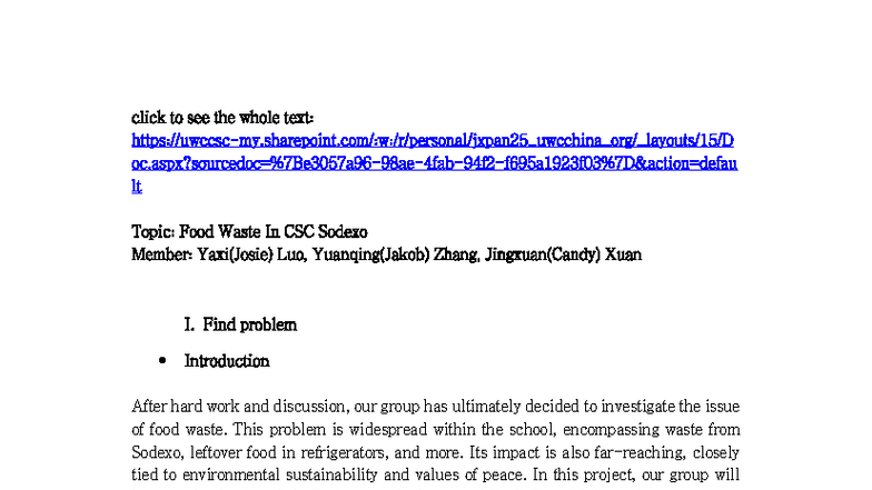 Food Waste Solutions in Sodexo: A CSC Case Study - Studocu