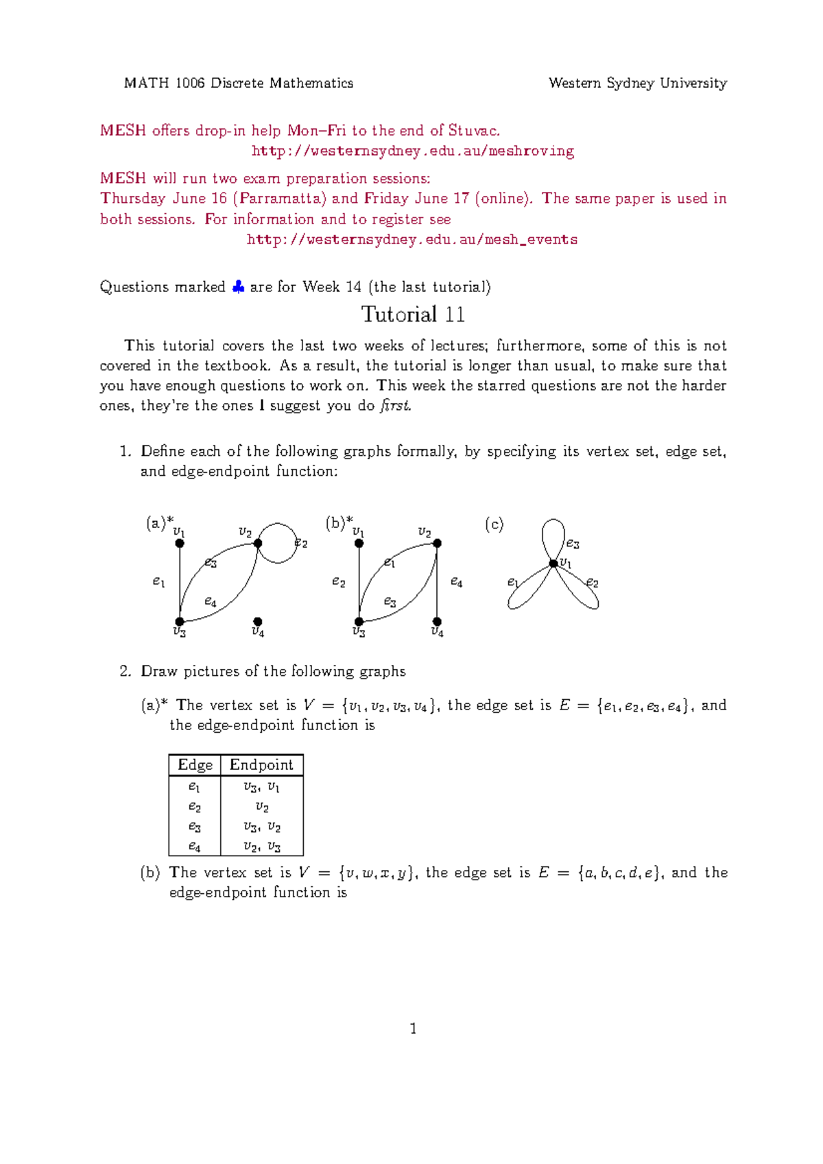 MATH 1006 Discrete Mathematics Tutorial 11 Overview and Exercises - Studocu