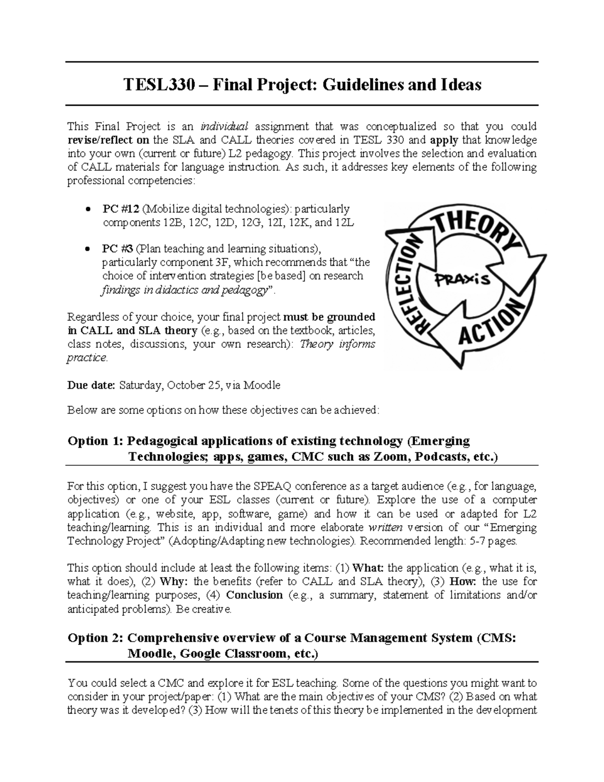 TESL330 Final Project: Guidelines for SLA and CALL Applications - Studocu