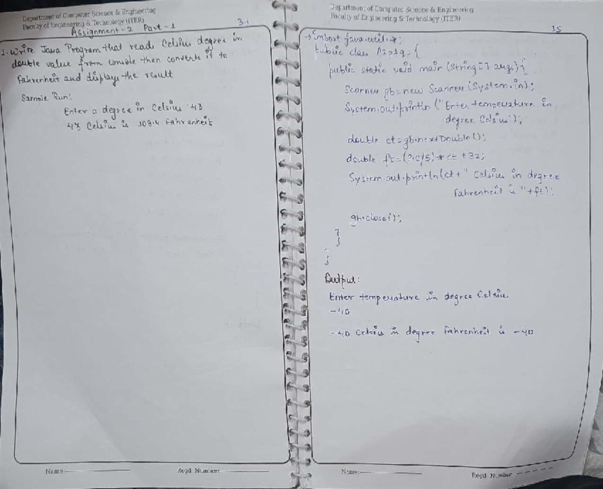 Java Programming Assignments A1 to A4 - CSE 34 - Studocu