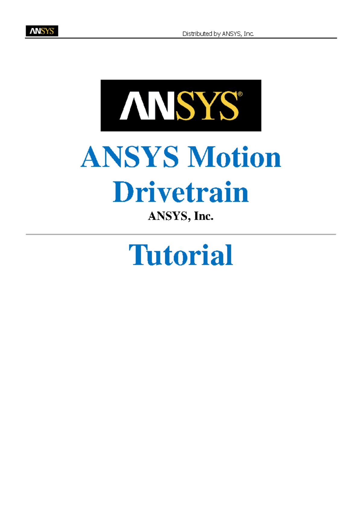 ANSYS Motion 2022 R1: Comprehensive Drivetrain Tutorial Guide - Studocu