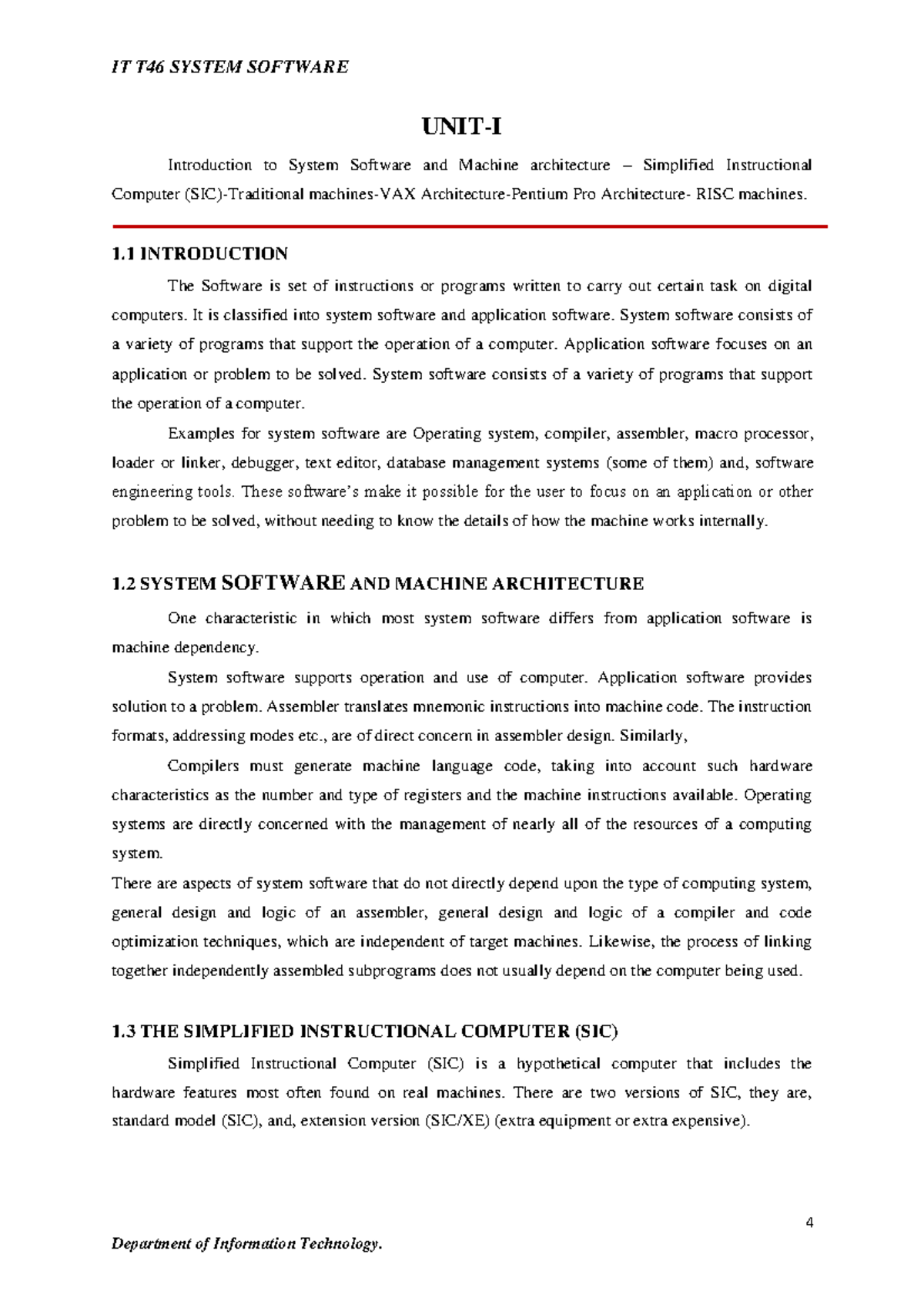 Ssu1 Introduction To System Software And Machine Architecture Simplified Instructional