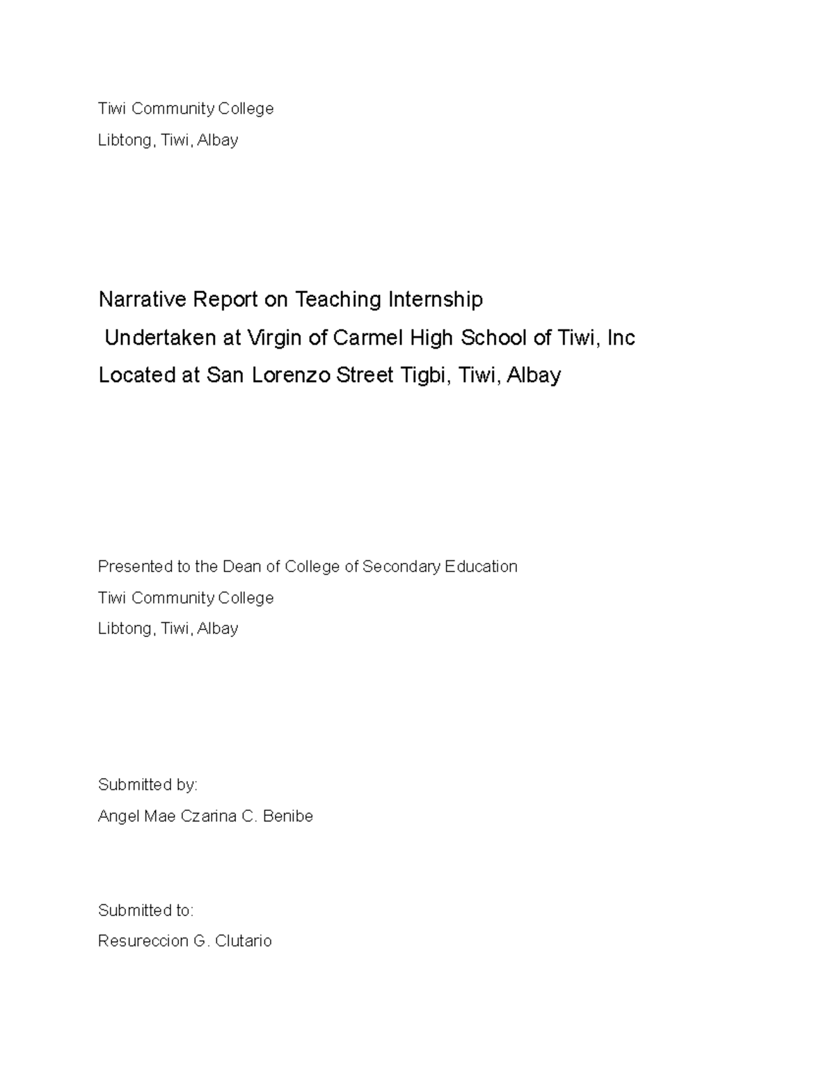 BSED & BEED Teaching Internship Narrative Report at Virgin of Carmel ...