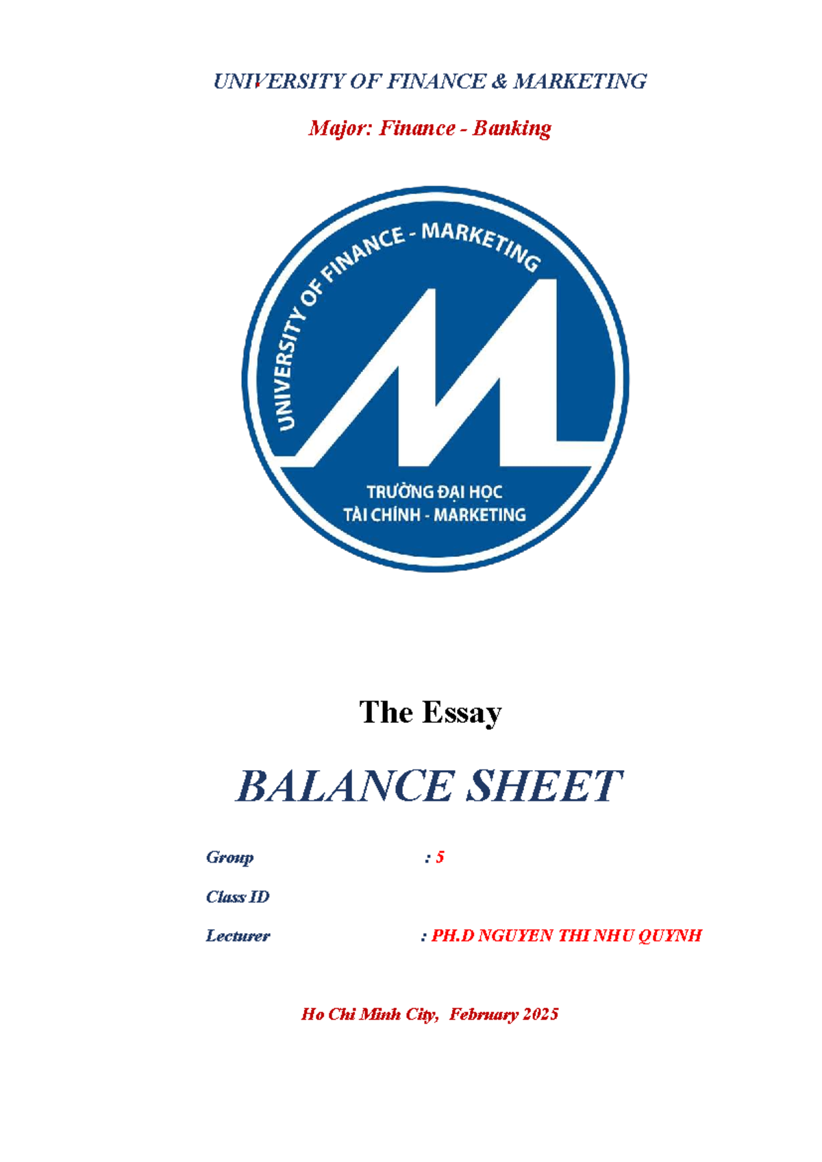Balance Sheet Analysis for Finance Banking (FIN 101) - Group 5 Essay ...