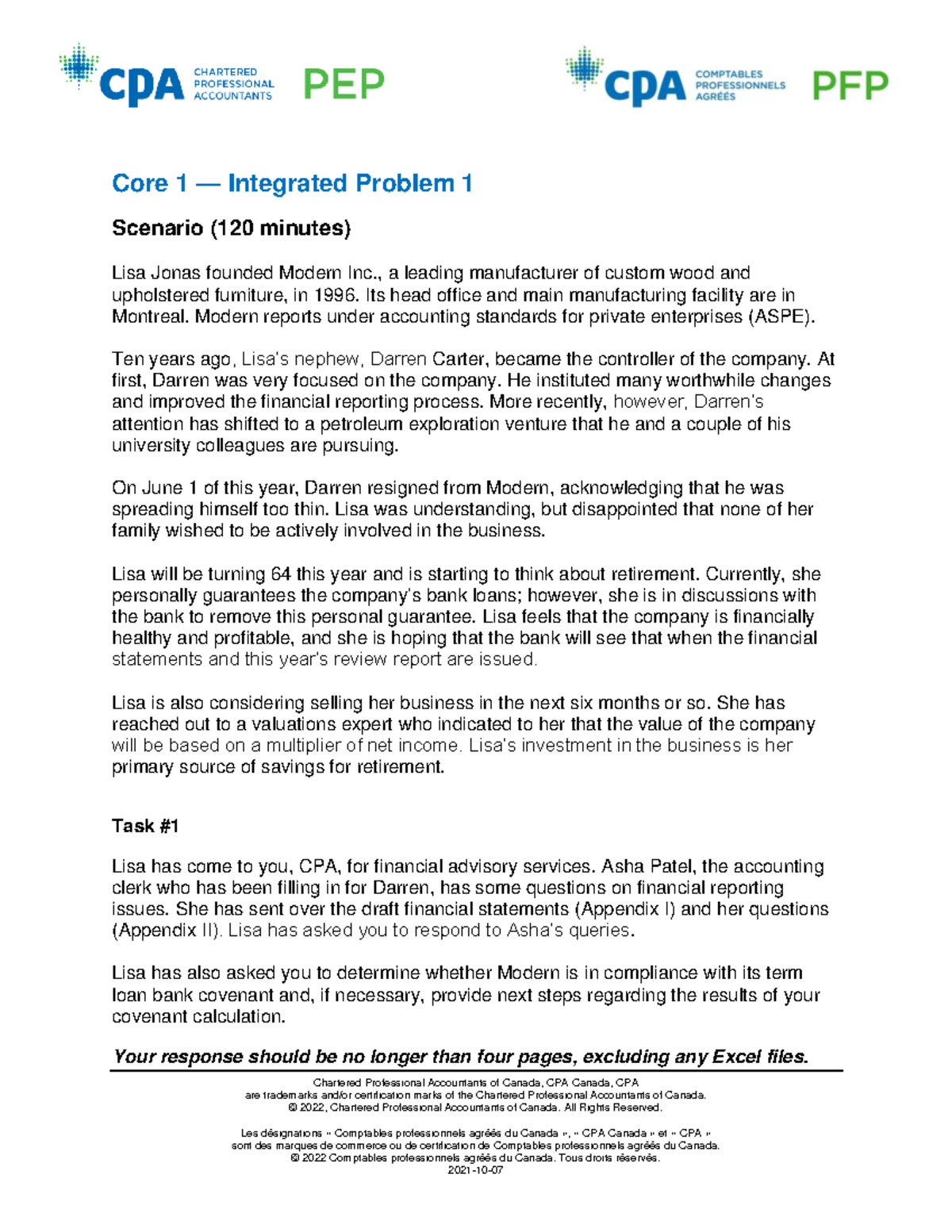 CO1-2201E-IP01 - Revenue Recognition Issues in CPA Core Capstone 1 Case ...