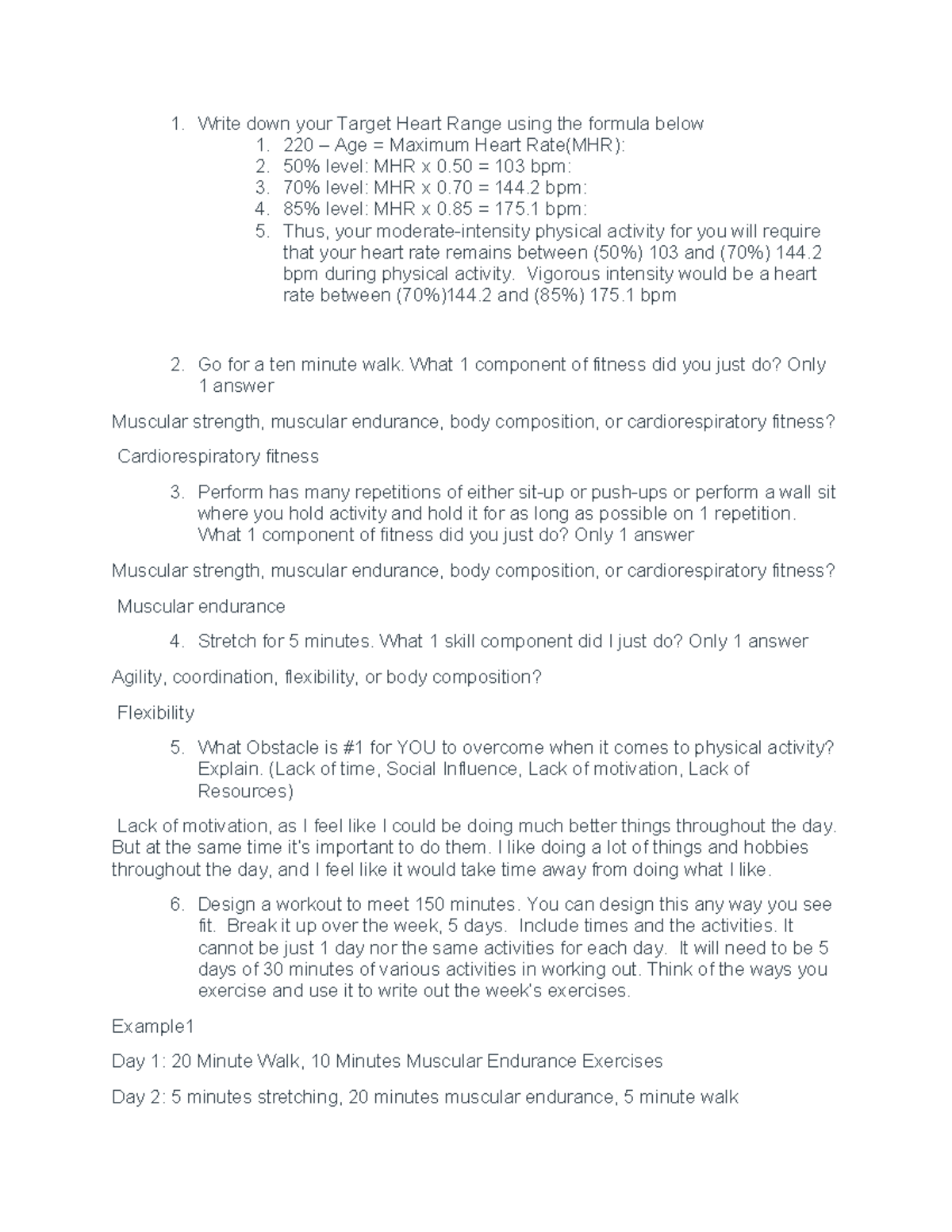 Fitness Assessment and Workout Plan Assignment - Studocu