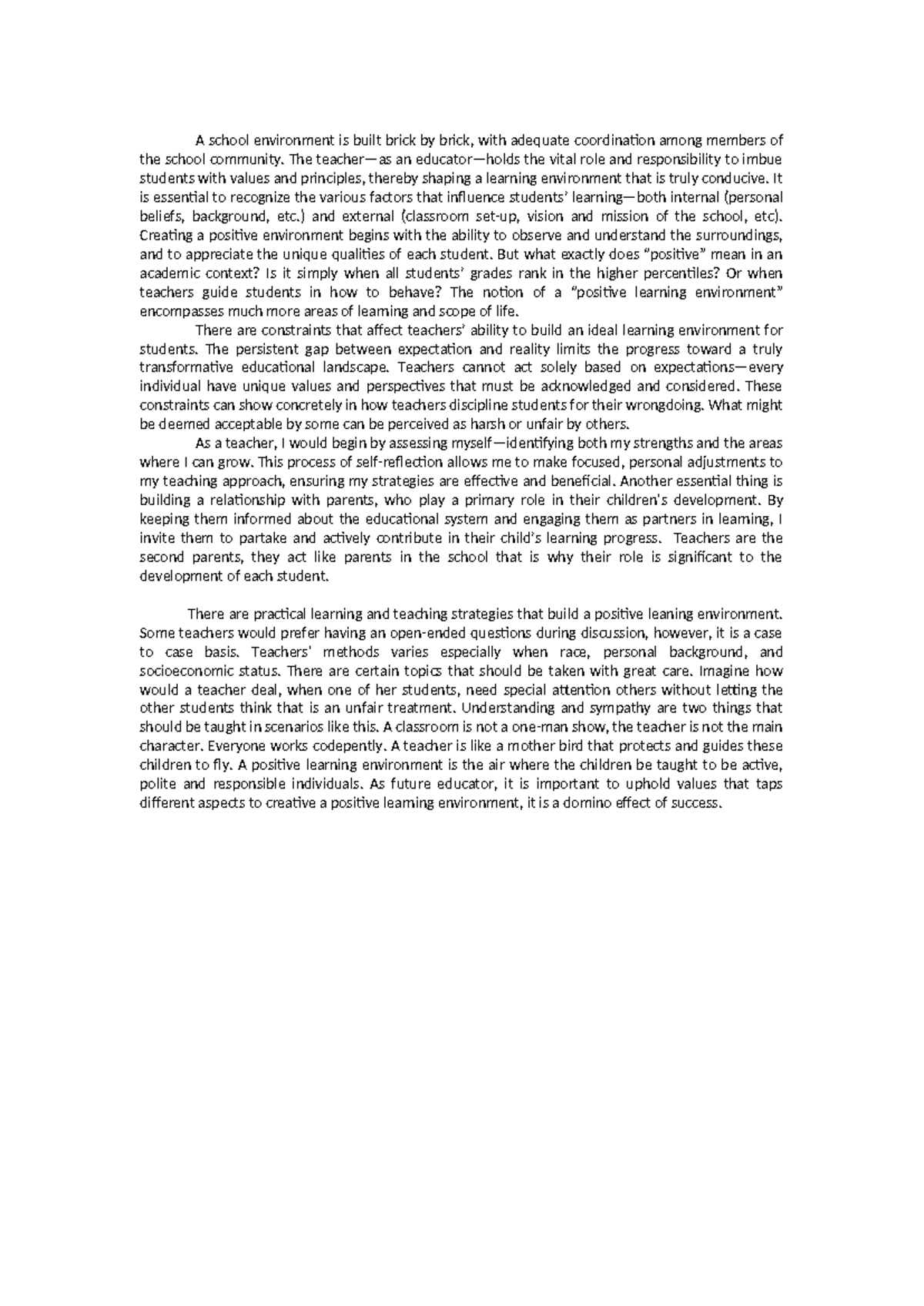 Positive Learning Environment: Building a Supportive School Community ...