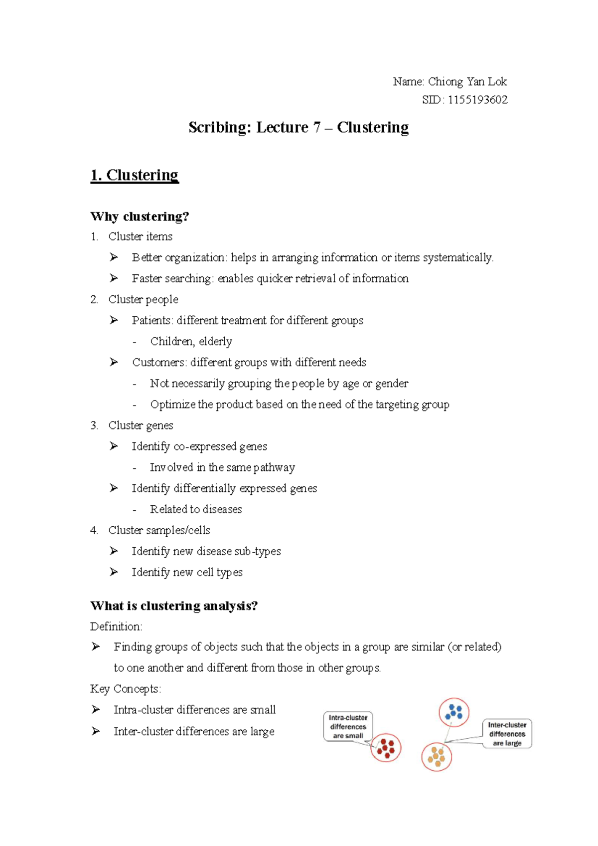 BMEG3105 Lecture 7 Scribing Notes: Clustering Concepts and Methods ...