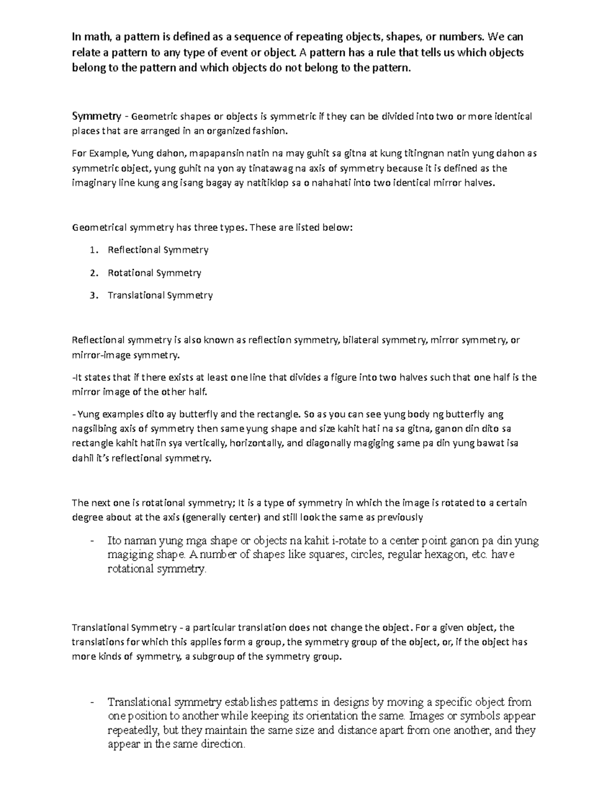 MMW - Report - Notes on Geometric Designs and Symmetry Concepts - Studocu