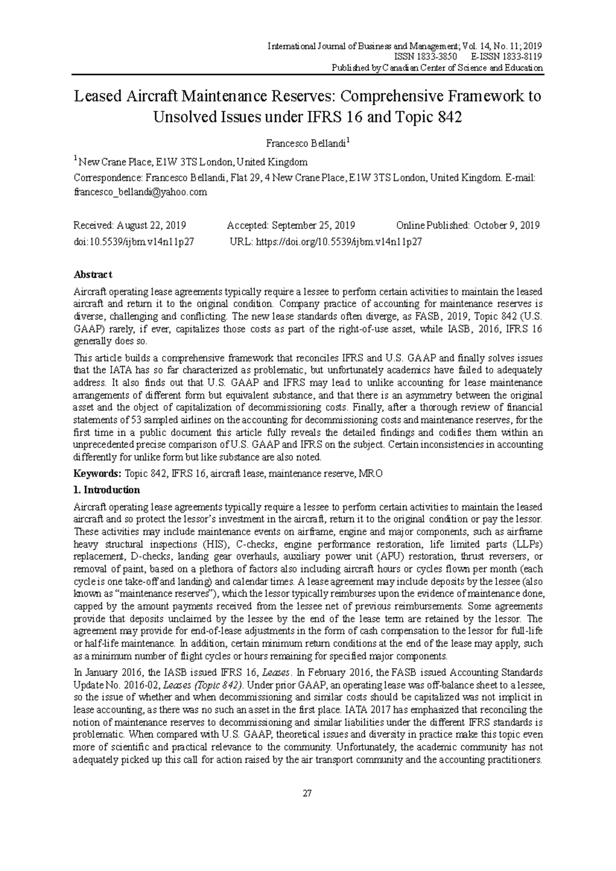 Leased Aircraft Maintenance Reserves: A Framework for IFRS 16 & Topic ...