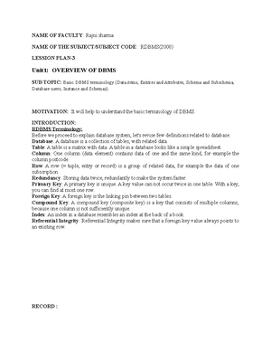 DBMS Unit-1 & 2 Complete notes - Unit I: Introduction 9 lecture hours ...