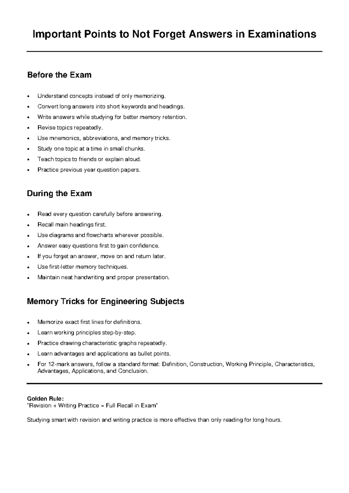 Exam Memory Tips: Effective Strategies for Retention and Recall - Studocu
