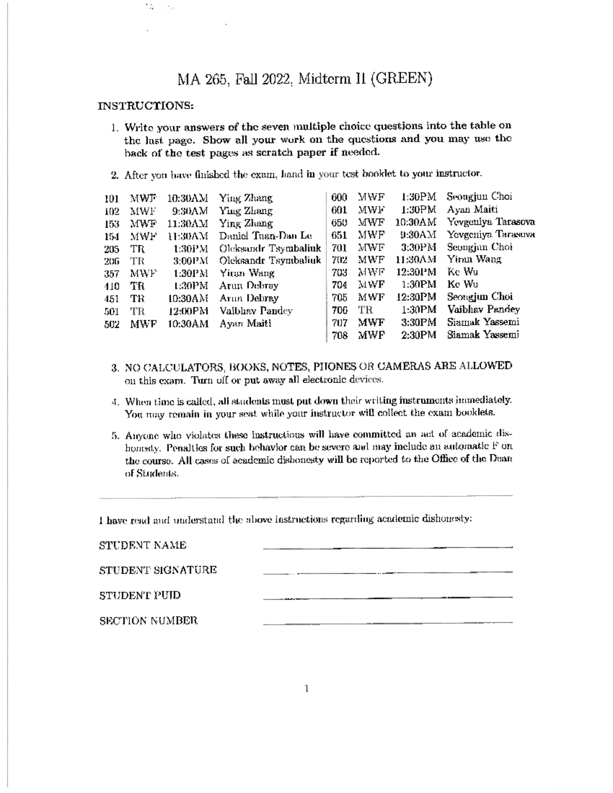 Ma265 Fall 2022 Exam 2 Practice Exam Ma 265 Fall 2022 Midterm Ii