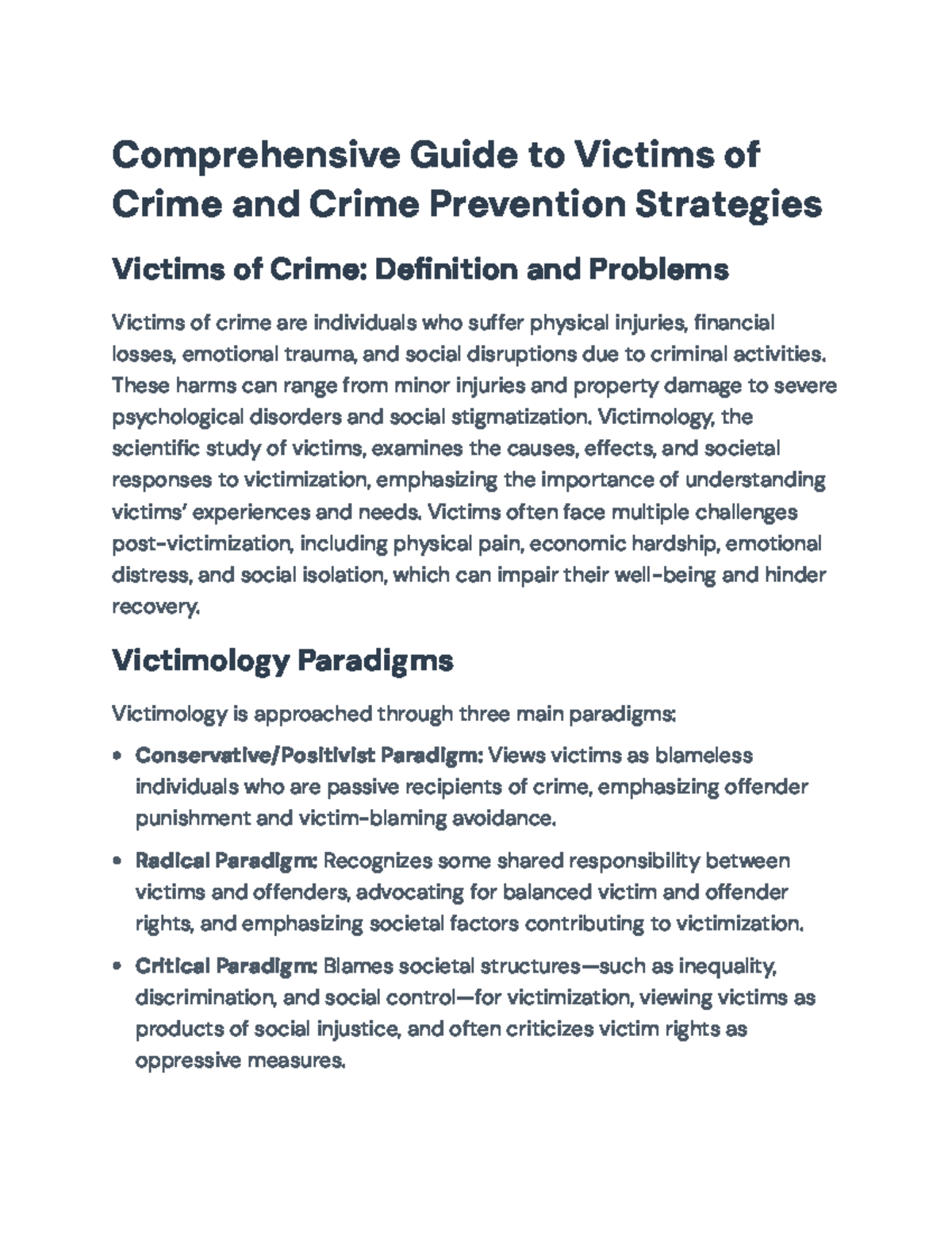 Comprehensive Guide to Victimology and Crime Prevention Strategies ...