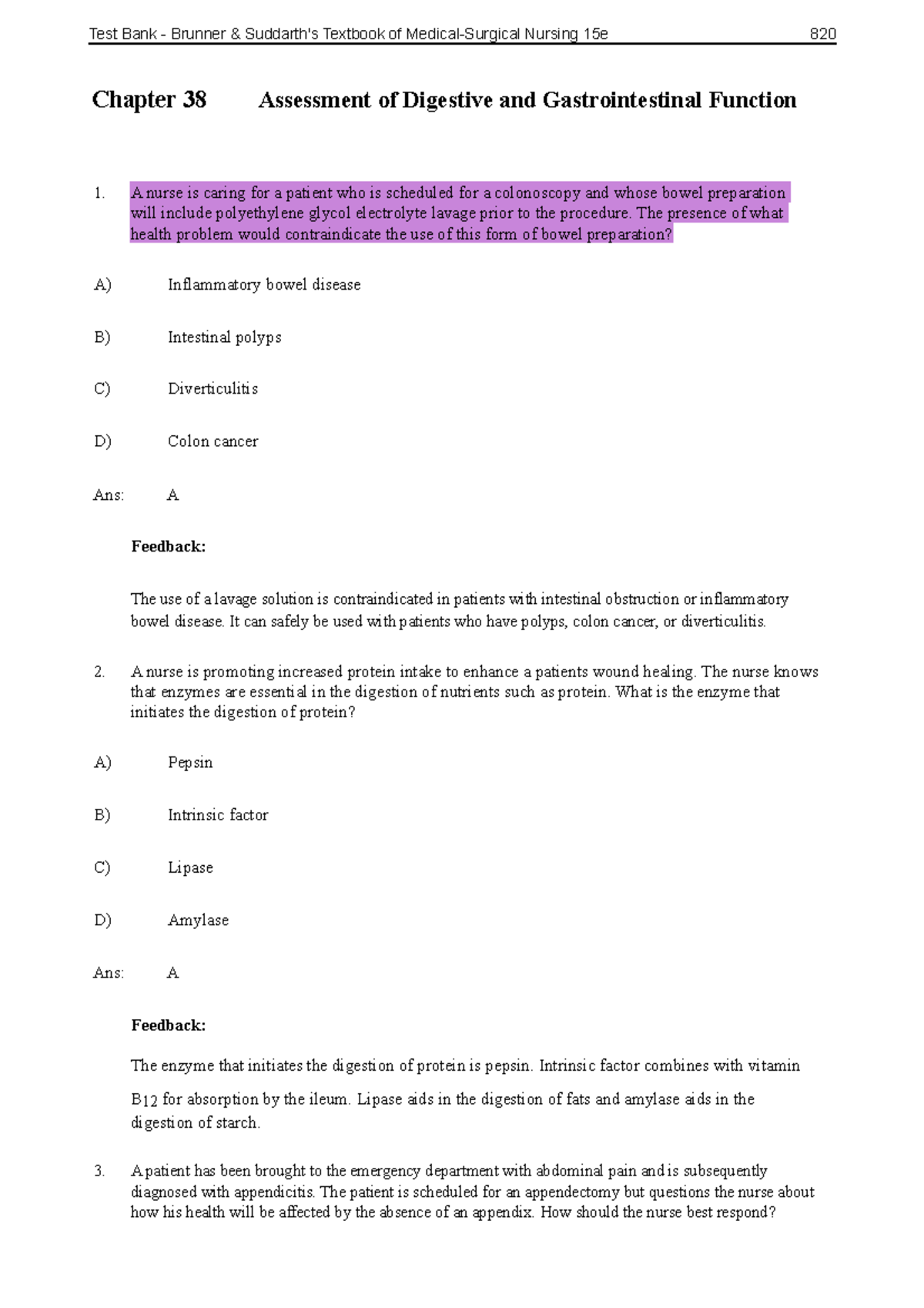 Chapter 38 - N/A - Chapter 38 Assessment of Digestive and ...