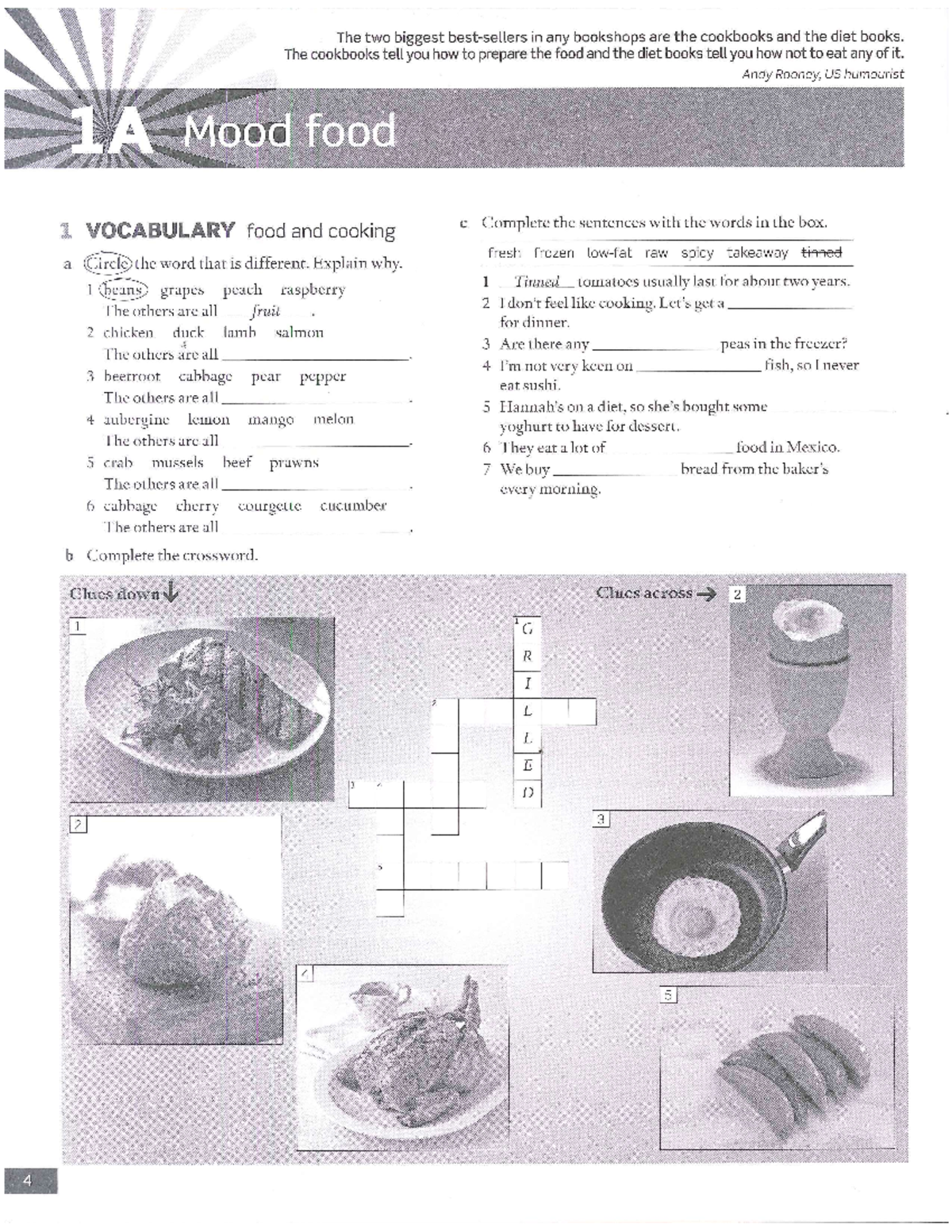 English File - Intermediate - WB Units 1 & 2 - Food and Cooking ...