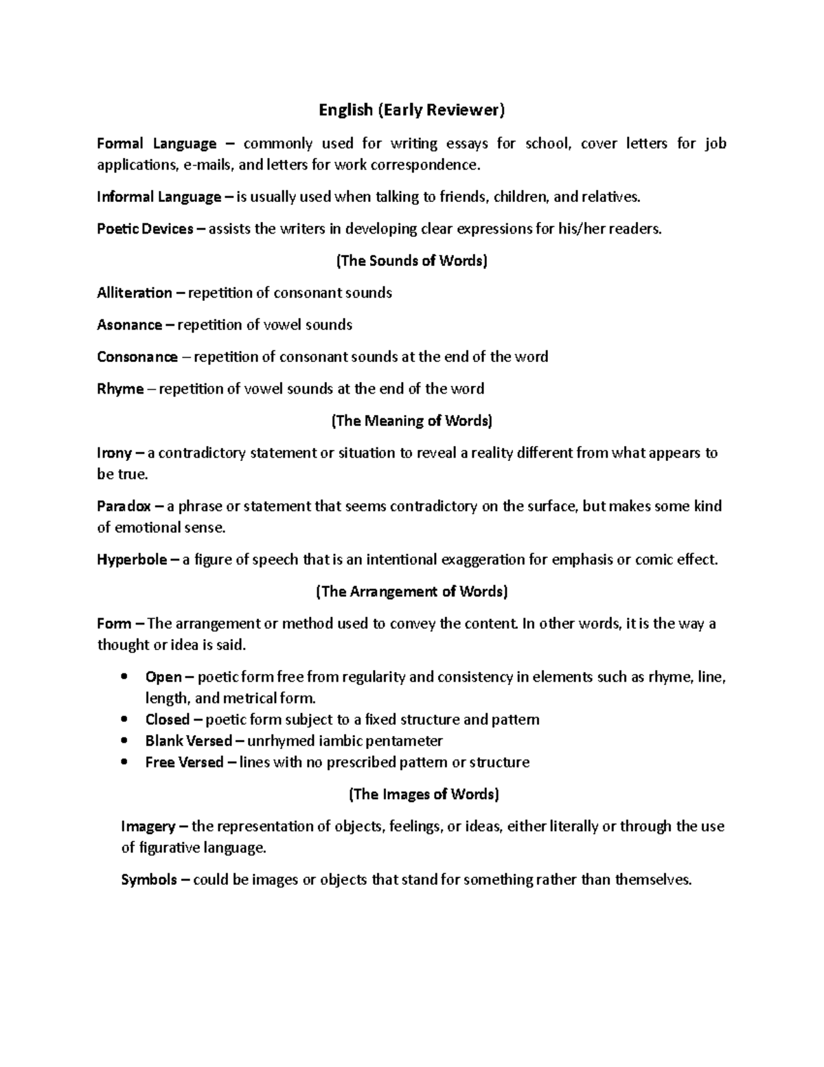 English (Early Reviewer) - English (Early Reviewer) Formal Language ...
