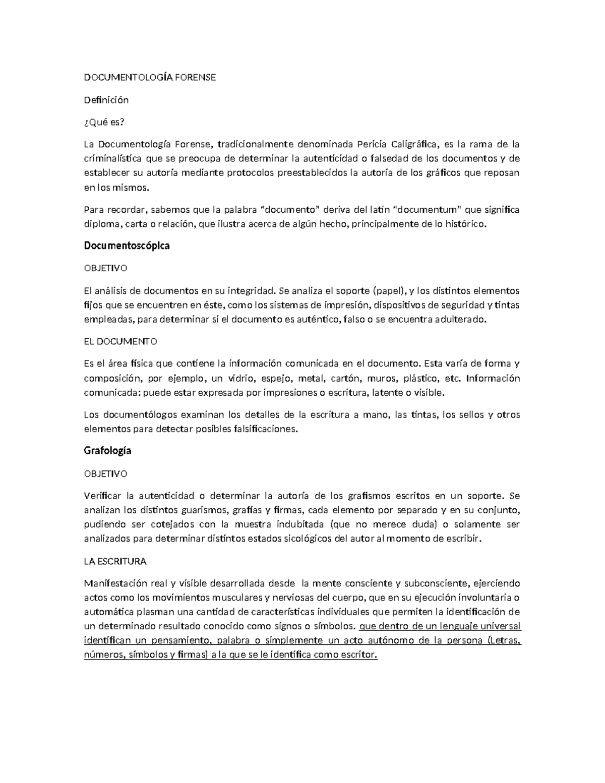 Documentología Forense: Estudio y Análisis de Documentos - Studocu