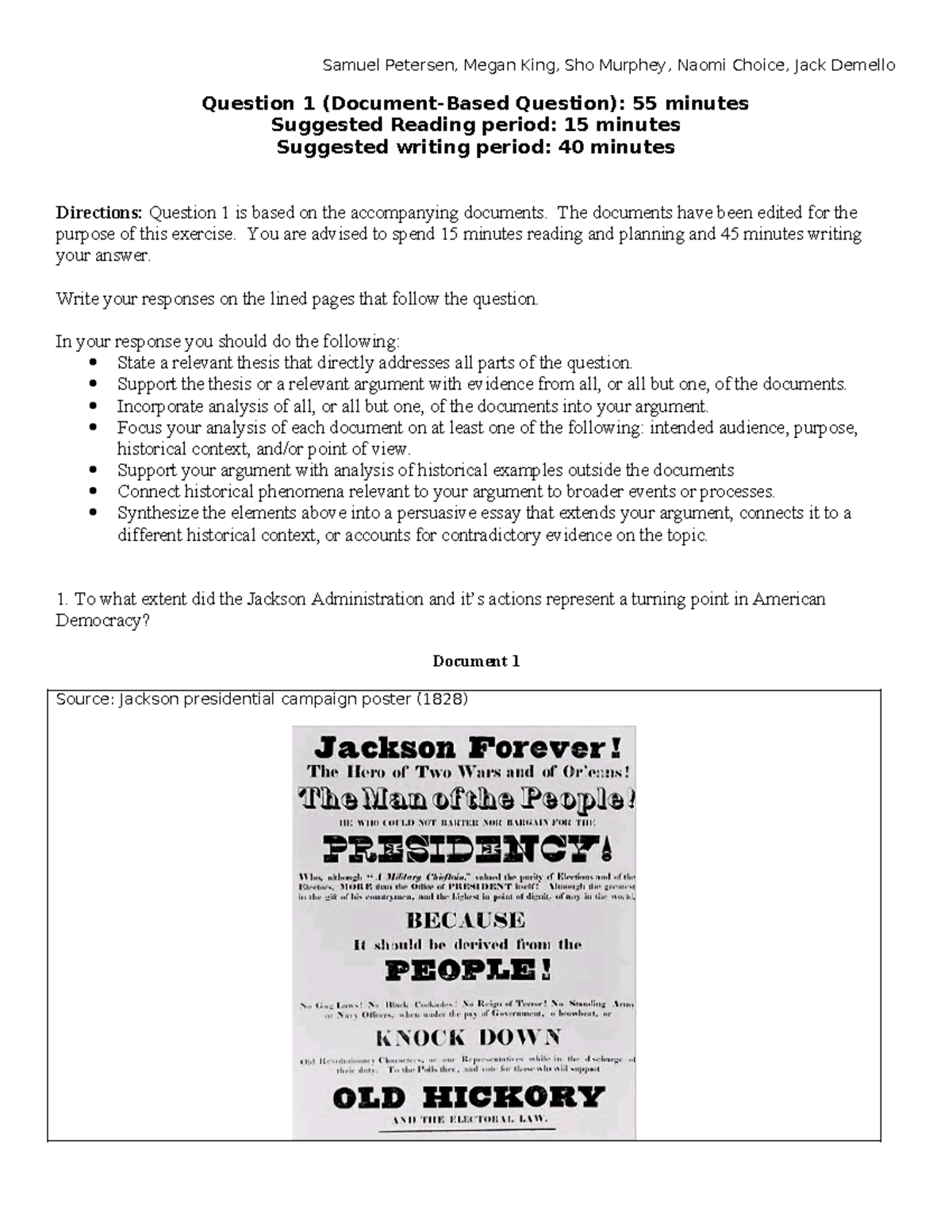 DBQ POL 1 - Complete essay DBQ for document based question. Scored 6/6 ...