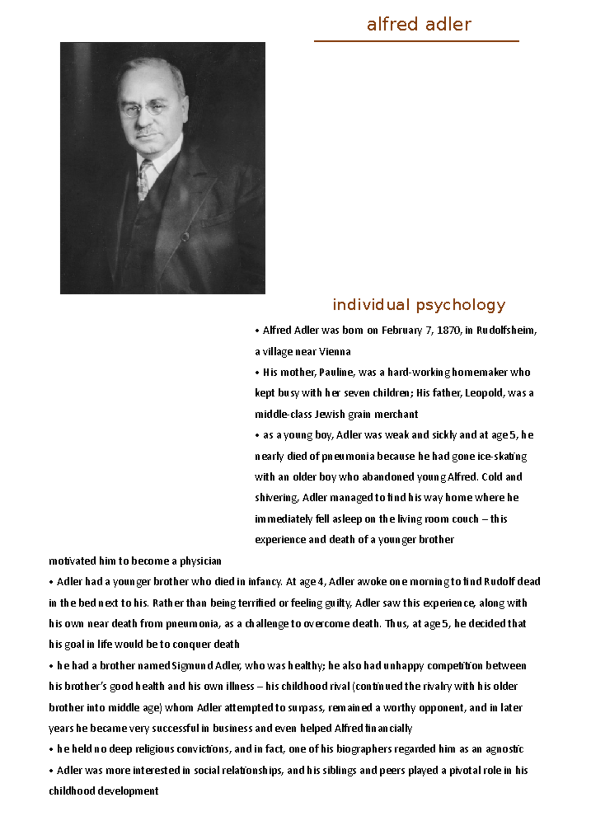 Alfred Adler's Theories of Personality: A Comprehensive Review of ...