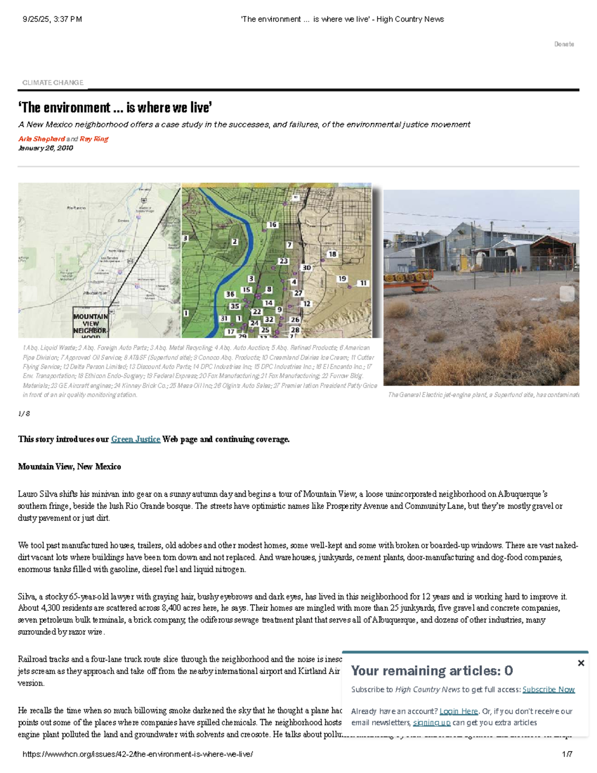Environmental Justice in Mountain View, NM: A Case Study on Activism ...