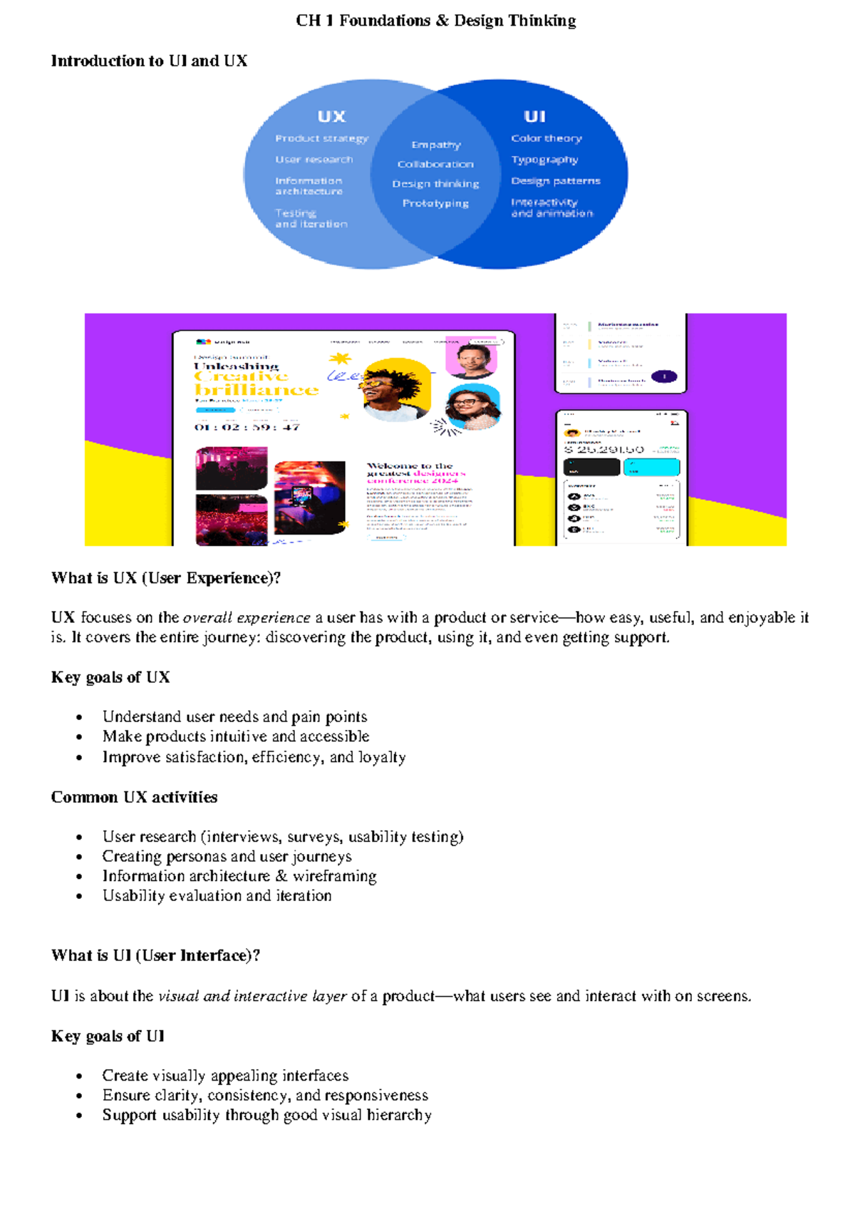 CH 1: Foundations of Design Thinking in UI/UX - Key Concepts and ...