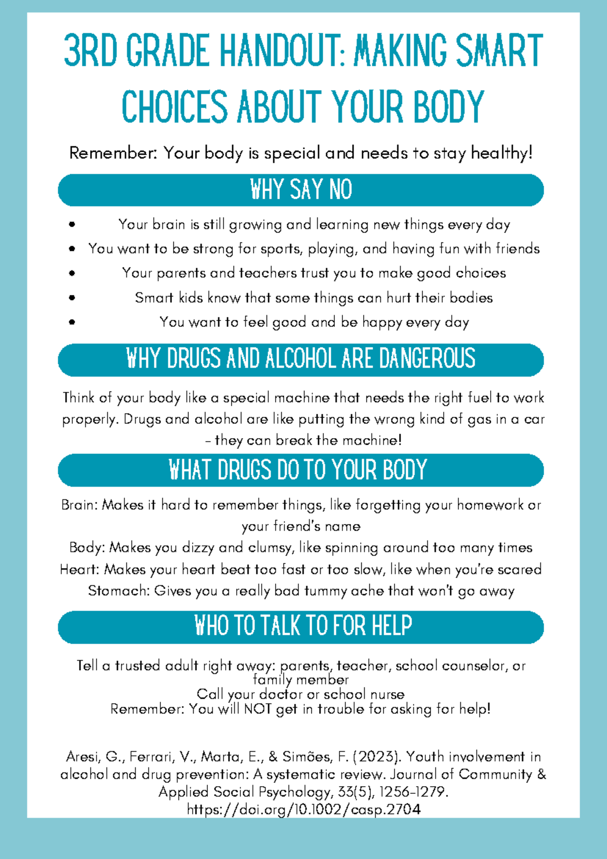 3RD GRADE HANDOUT: SMART CHOICES FOR A HEALTHY BODY - Studocu