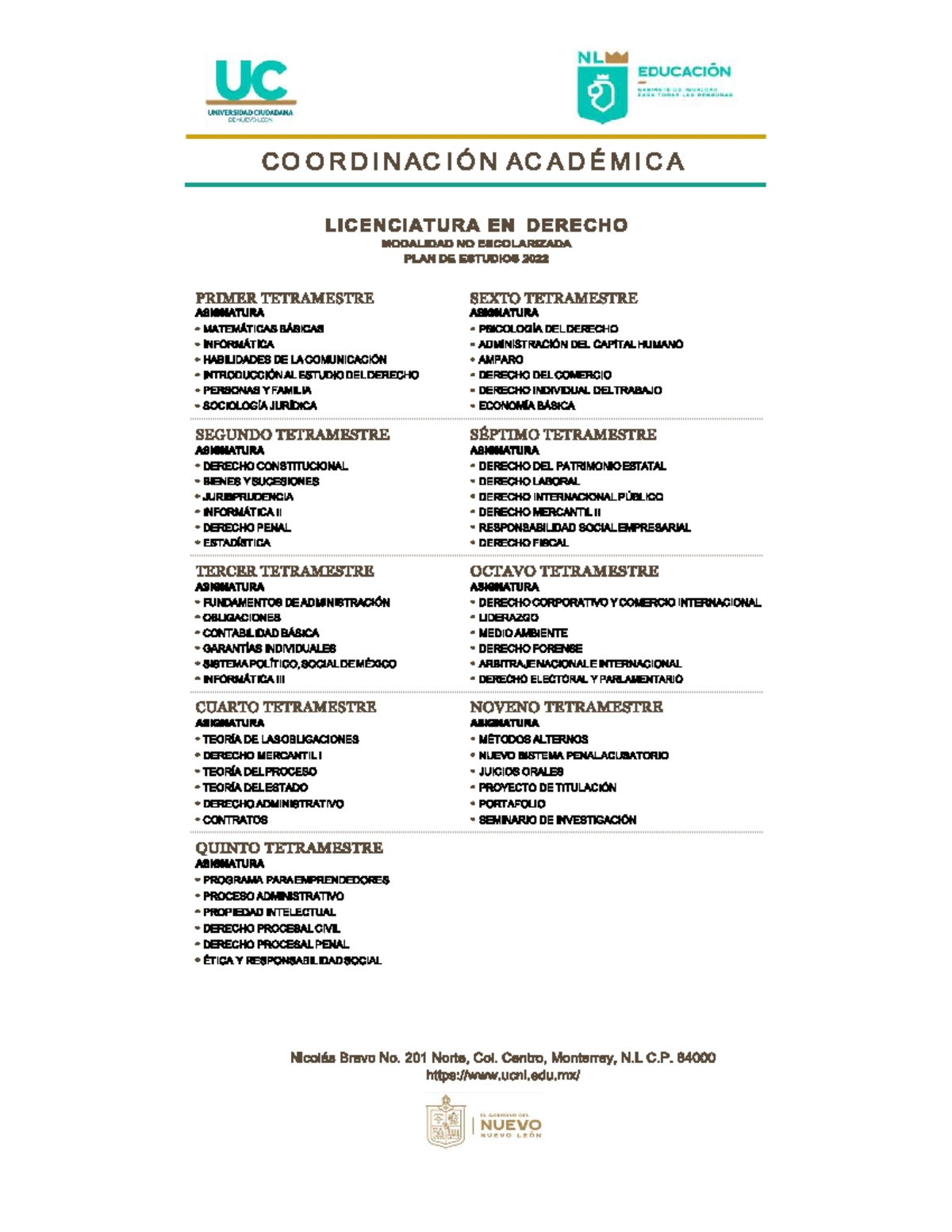 Plan de Estudios Licenciatura en Comunicación UCNL - LD - Studocu