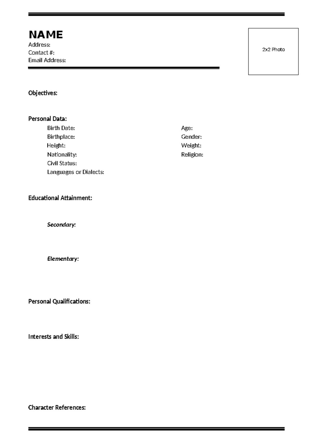 Sample Resume - Bachelor of Secondary Education - NAME Address: Contact ...