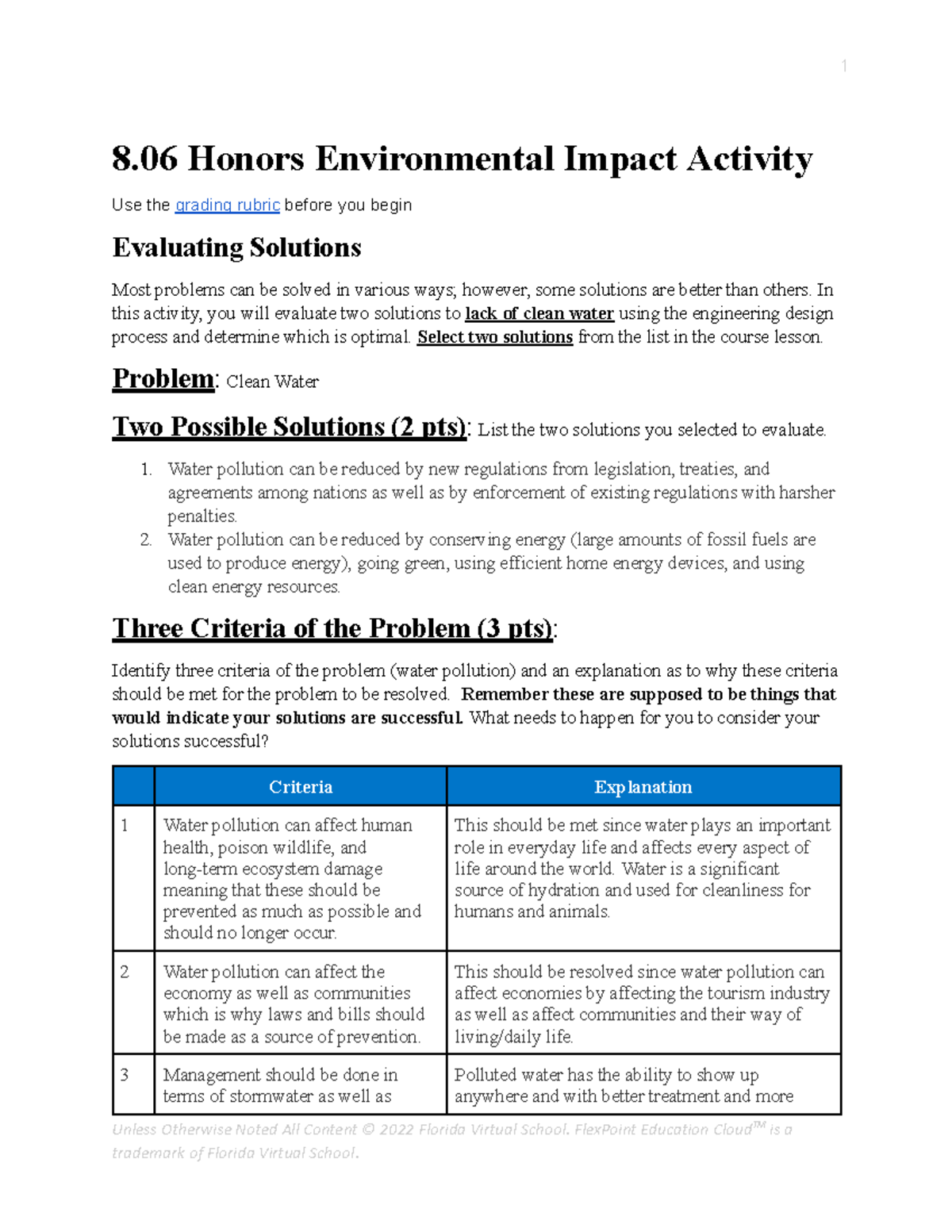 Copy of 8.06H - Assessment Template - 8 Honors Environmental Impact ...