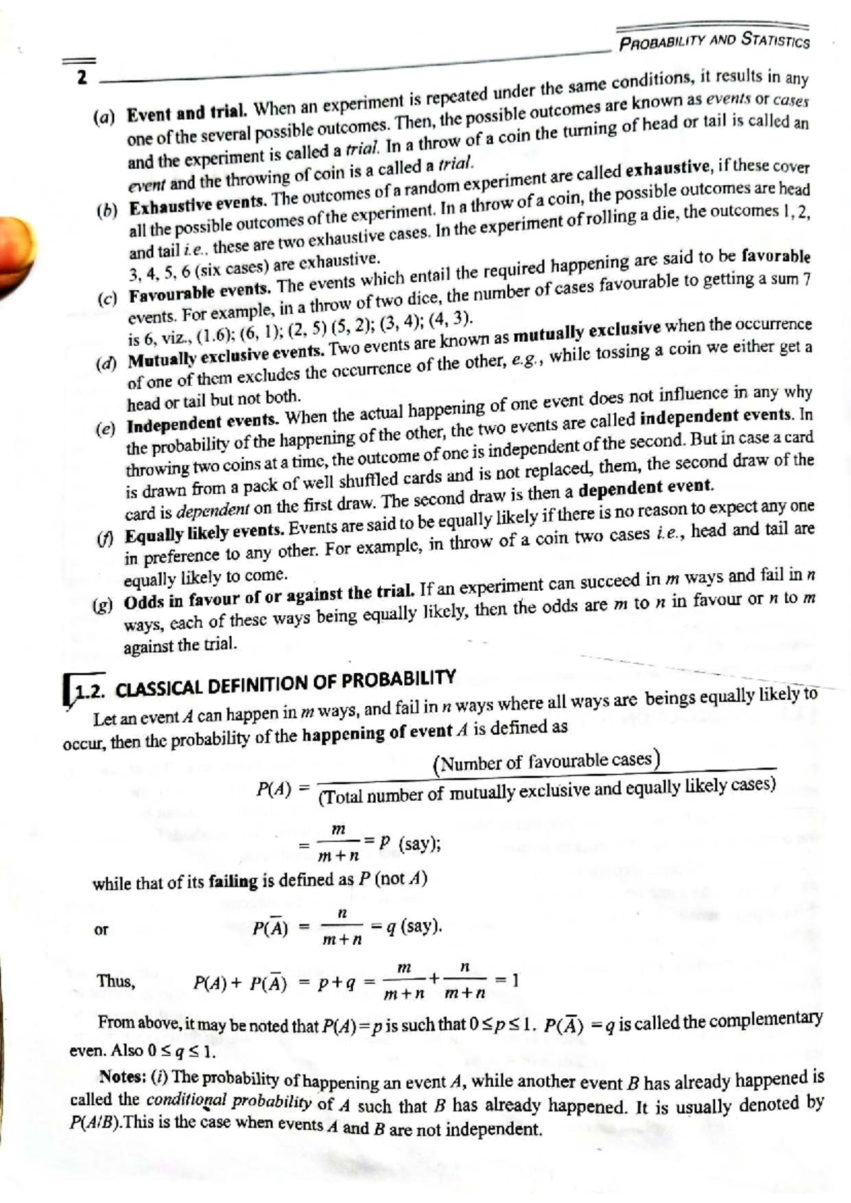 Basic Probability - Book Notes for PROBABILITY AND STATISTICS 2 - Studocu