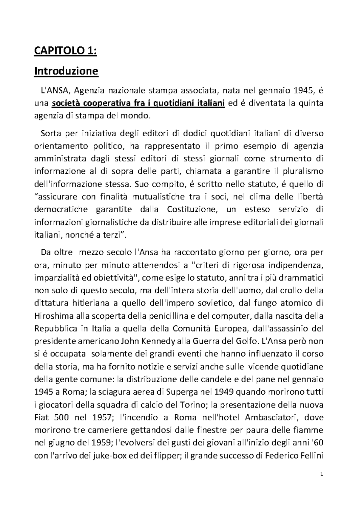 LA Storia DELL'ANSA - TESI: Un'Analisi dell'Agenzia di Stampa Italiana ...