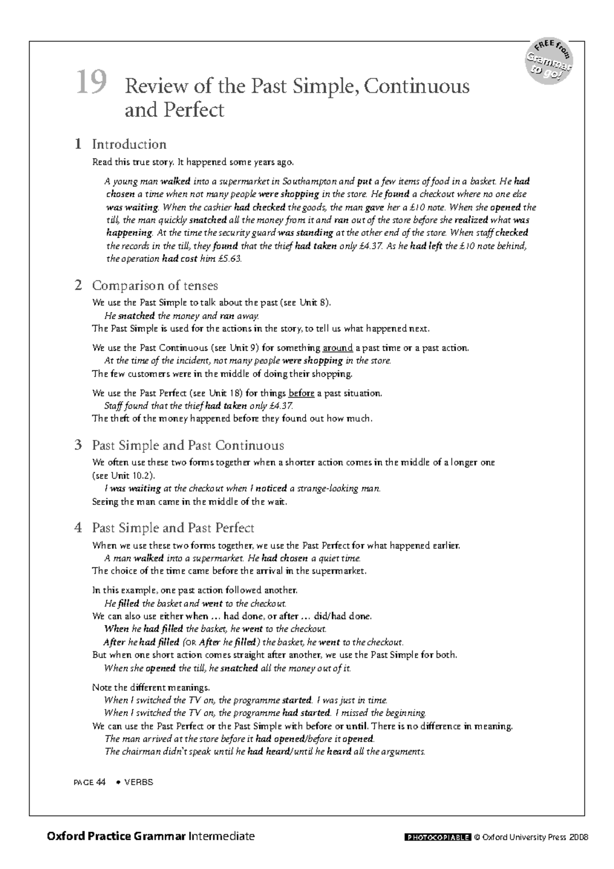 Reviewing Past Simple, Continuous, and Perfect Tenses for Grammar 101 ...
