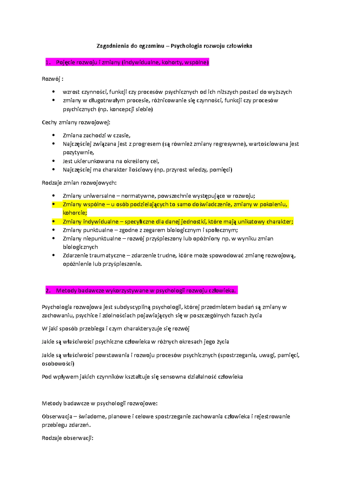 Psychologia rozwoju człowieka: Okres prenatalny i noworodkowy - Studocu