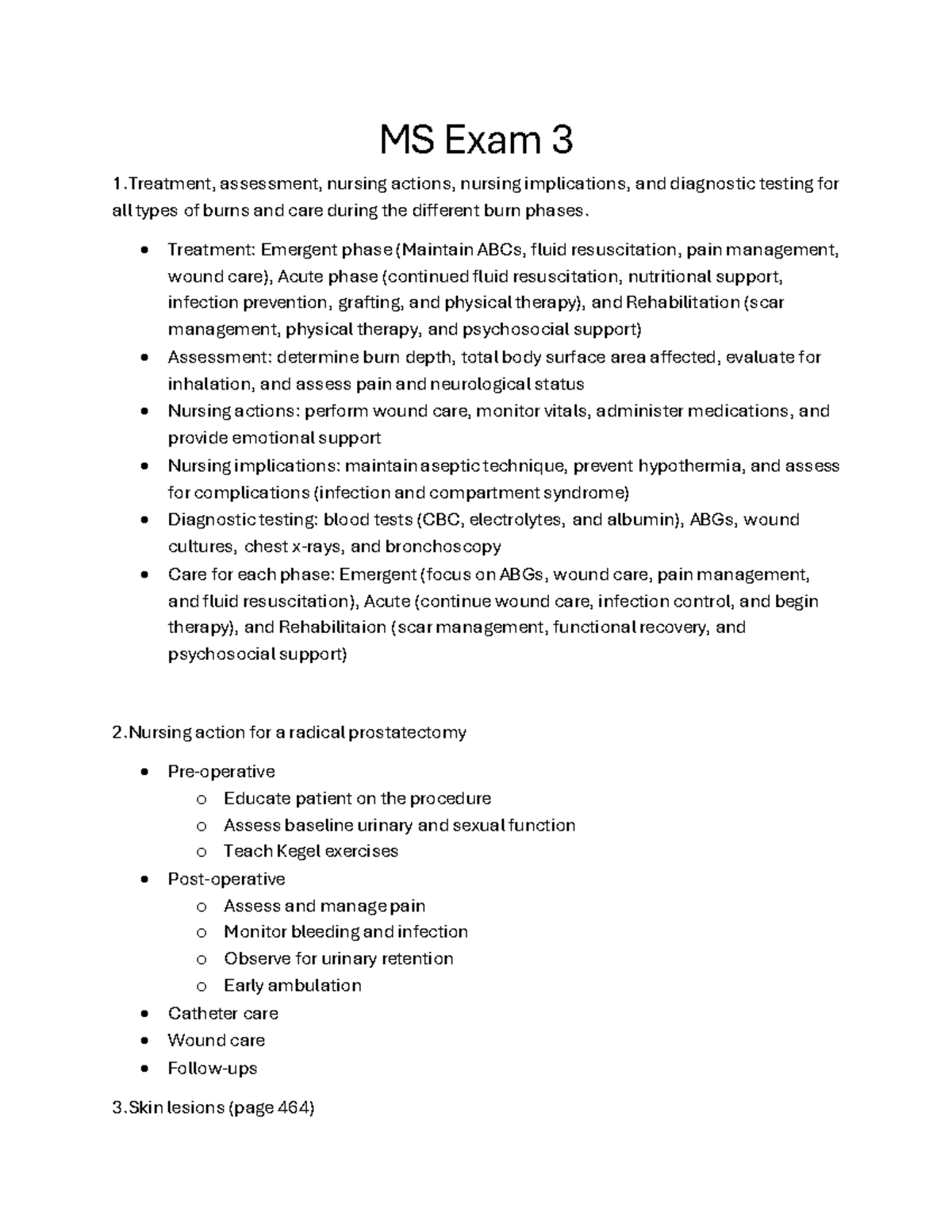 Nursing Care Guidelines for Skin Conditions: Strategies & Education (MS Exam 3) - Studocu